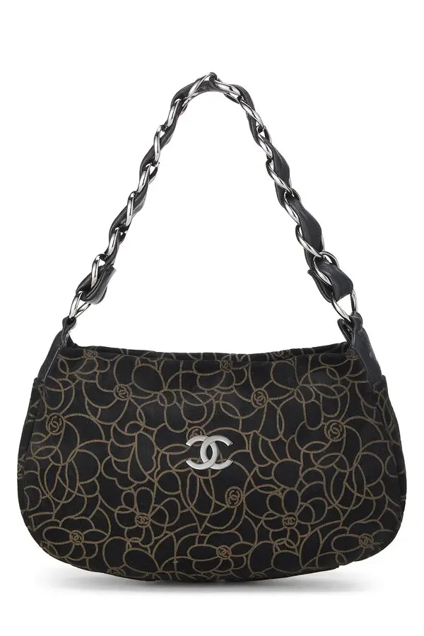 Chanel Camellia Suede Shoulder Bag