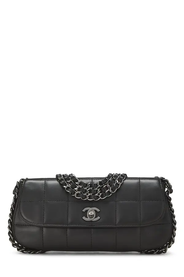 Chanel Chocolate Bar Flap Bag With Three Chain Straps
