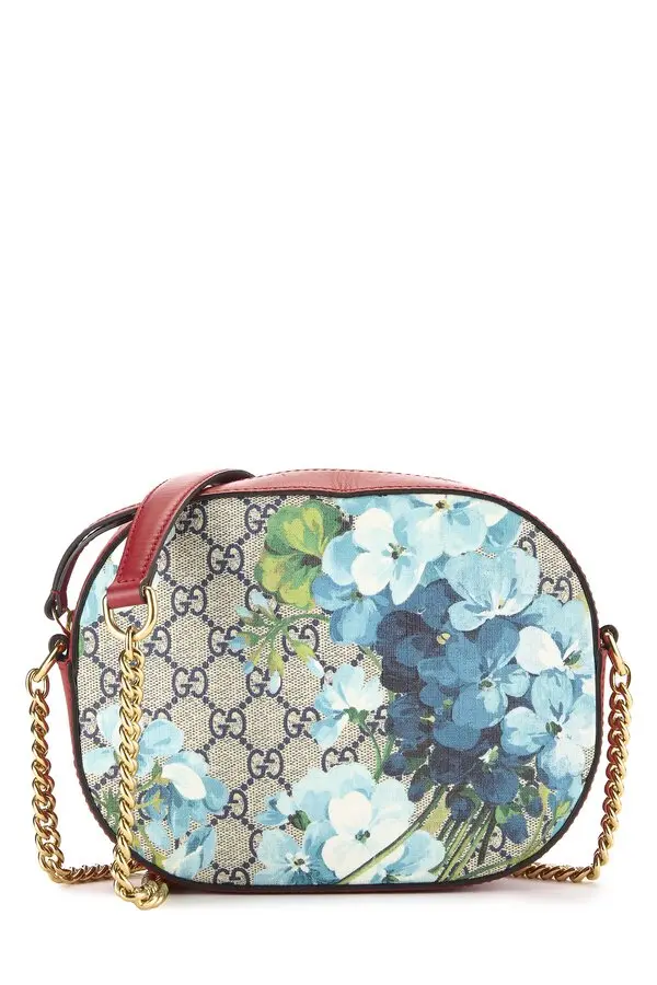 Gucci Gg Blooms Supreme Canvas Chain Crossbody - Red