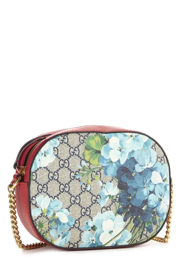 Gucci Gg Blooms Supreme Canvas Chain Crossbody - Red