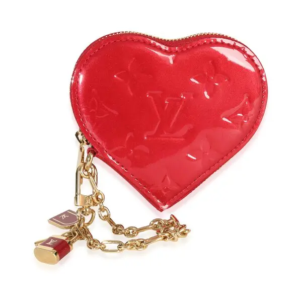LOUIS VUITTON Pomme Damour Monogram Vernis Coeur Heart Coin Purse - Red