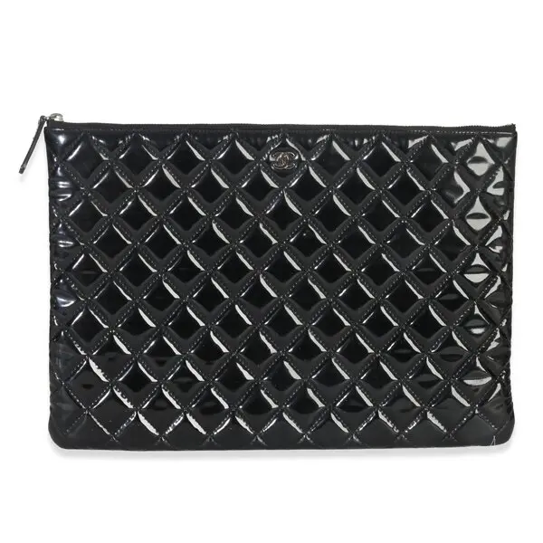 Chanel Quilted Patent Cosmetic O-case - Black