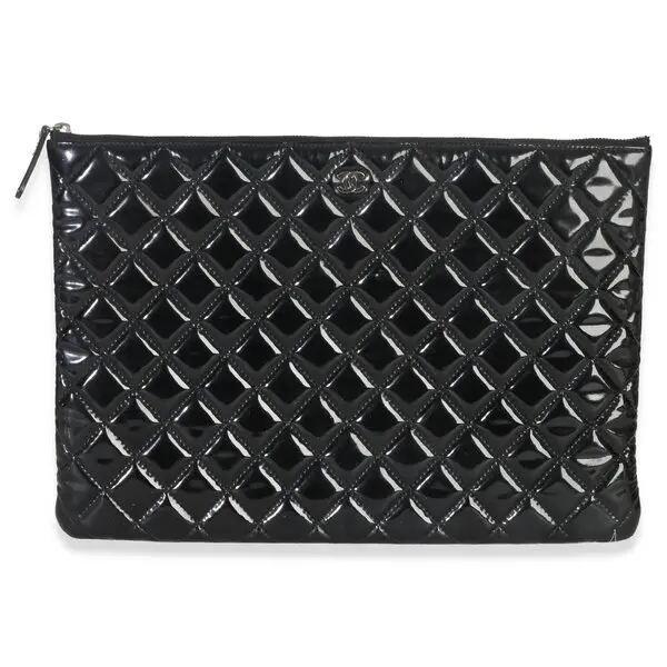 Chanel Quilted Patent Cosmetic O-case - Black