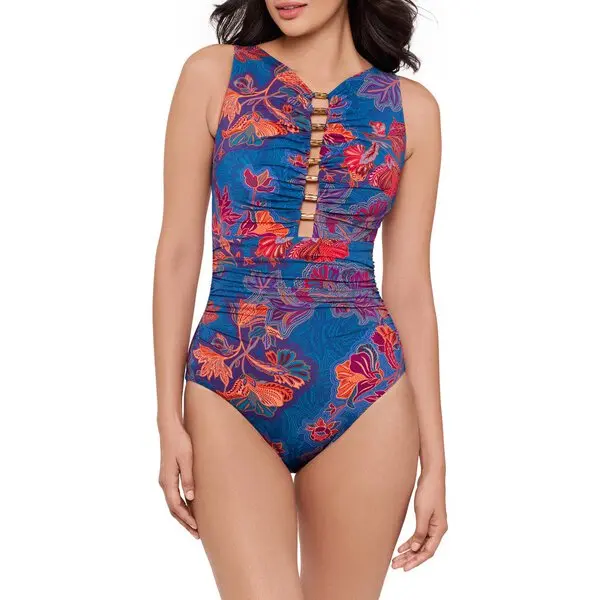 Miraclesuit Decoupage Swizzle One-piece Swimsuit - Blue Multi