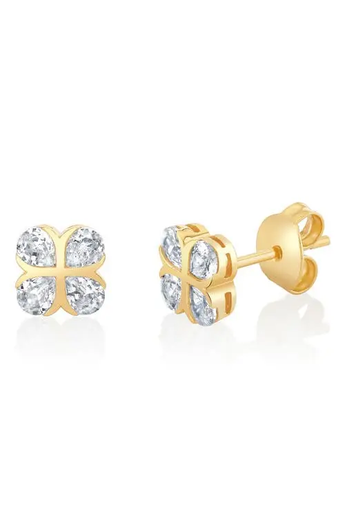 CRISLU Pear-shaped Zirconia Stud Earrings - 18kt Yellow Gold/clear Stone