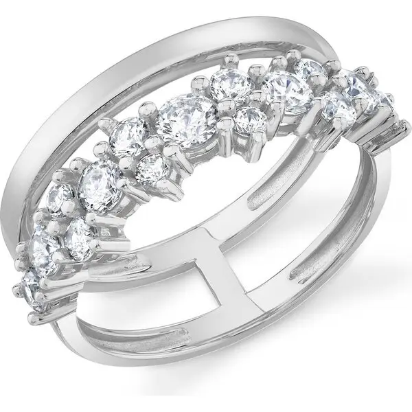 CRISLU Cubic Zirconia Double Band Ring - Pure Platinum/clear Stone