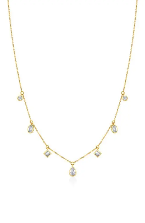 CRISLU Multicut Station Pendant Necklace - 18kt Yellow Gold/clear Stone
