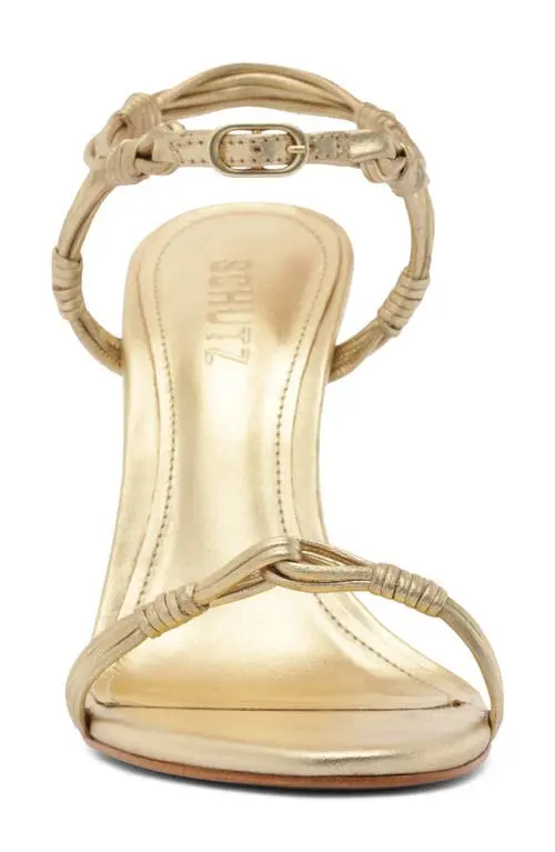 Schutz Nara Ankle Strap Stiletto Sandal - Platina