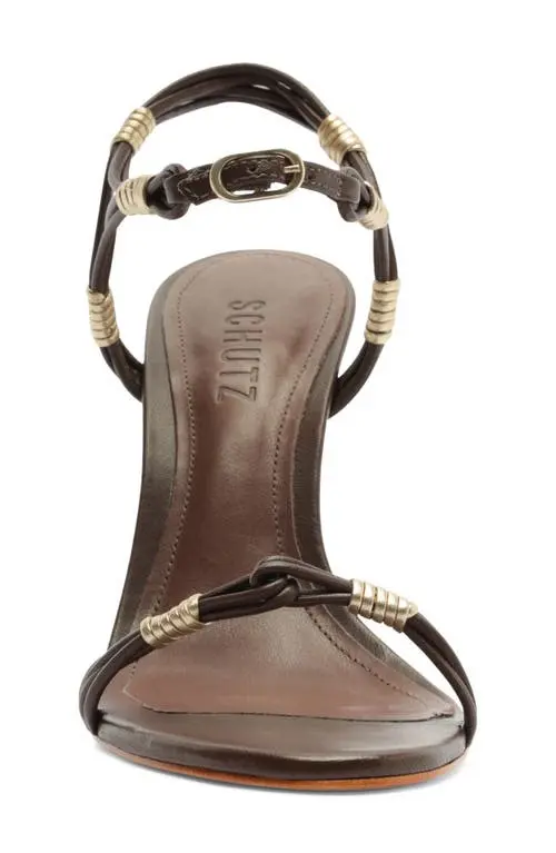Schutz Nara Ankle Strap Stiletto Sandal - Root Brown
