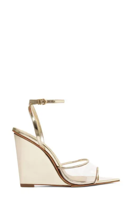 Schutz Elodie Ankle Strap Wedge Sandal - Platinum