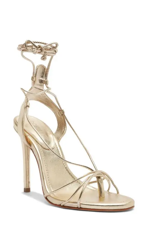 Schutz Demetria Ankle Strap Stiletto Sandal - Platina