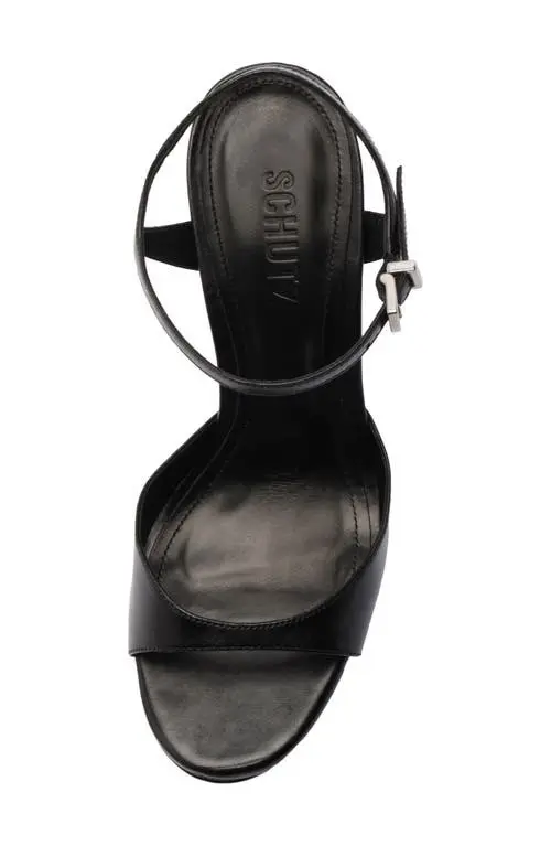 Schutz Scarlett Ankle Strap Platform Sandal - Black