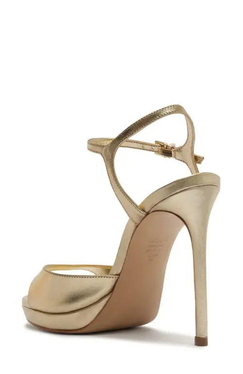 Schutz Scarlett Ankle Strap Platform Sandal - Platina