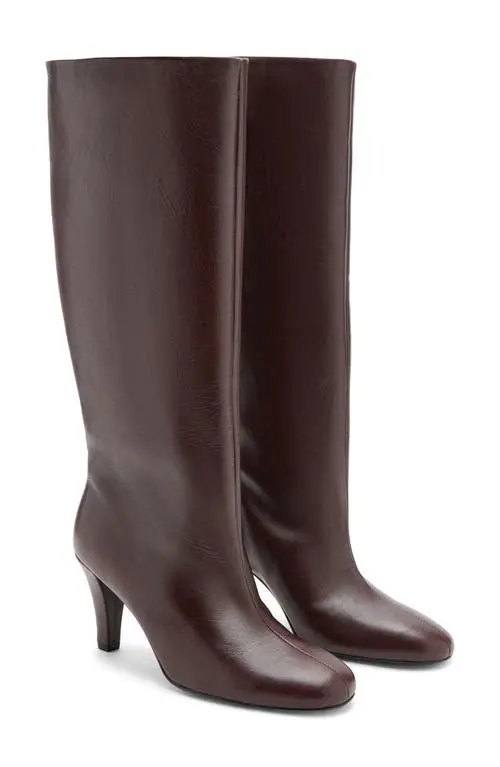 Mango Leather Knee High Boot