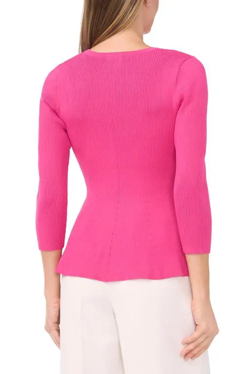 Halogen Rib Peplum Sweater - Rose Violet