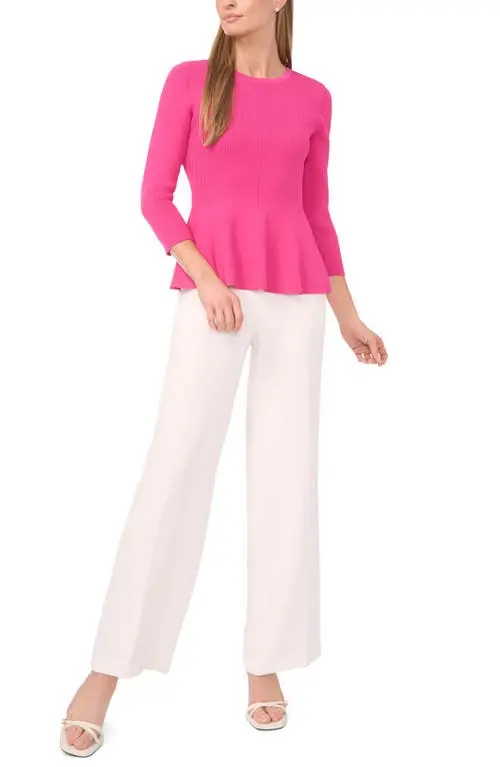 Halogen Rib Peplum Sweater - Rose Violet