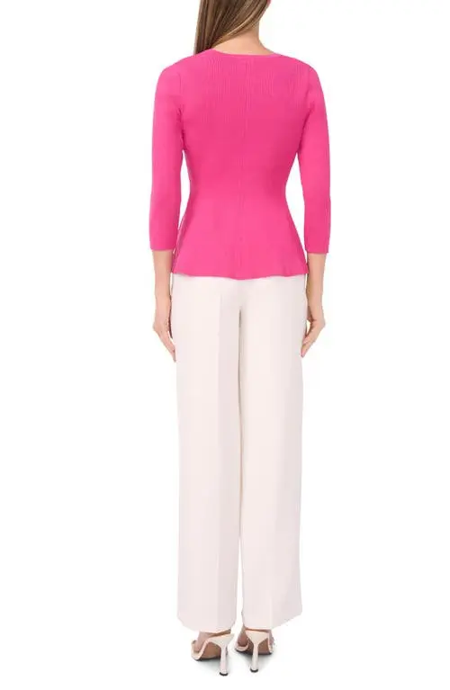 Halogen Rib Peplum Sweater - Rose Violet