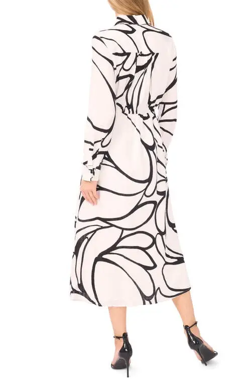Halogen Abstract Print Tie Waist Maxi Dress