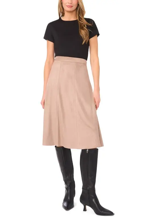 Halogen Paneled A-line Midi Skirt