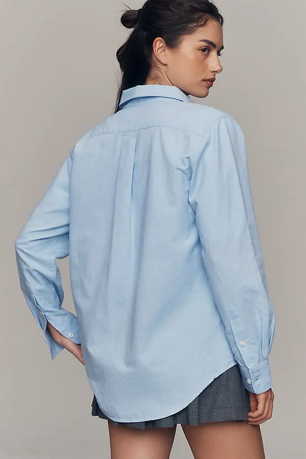 MOTHER The Bestie Long-sleeve Buttondown Top - Light Blue