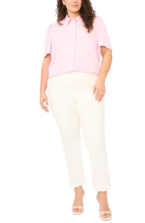 Halogen Button-up Puff Sleeve Top - Ballerina