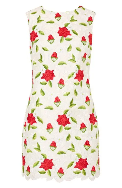 MILLY Ivette Embroidered Sleeveless Shift Dress
