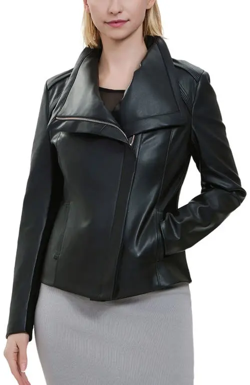 KIMI + KAI Faux Leather Moto Jacket - Black