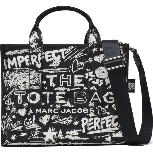 Marc Jacobs The Punk Scribble Medium Canvas Tote Bag - Black Multi