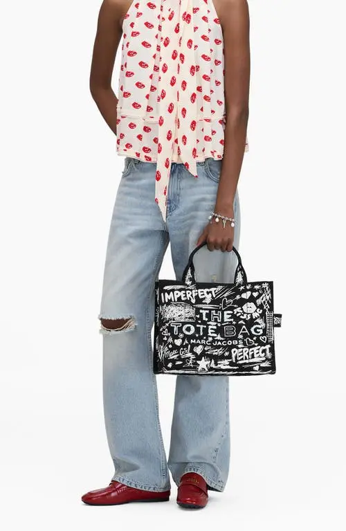 Marc Jacobs The Punk Scribble Medium Canvas Tote Bag - Black Multi