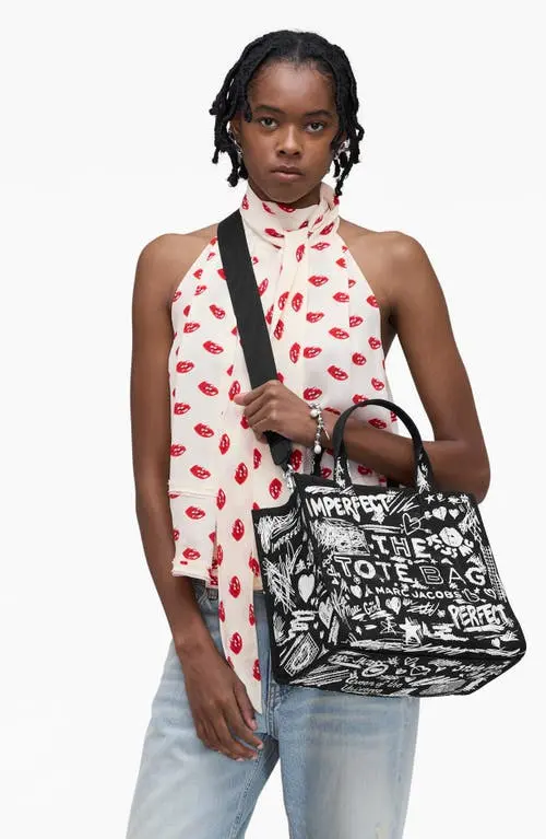 Marc Jacobs The Punk Scribble Medium Canvas Tote Bag - Black Multi