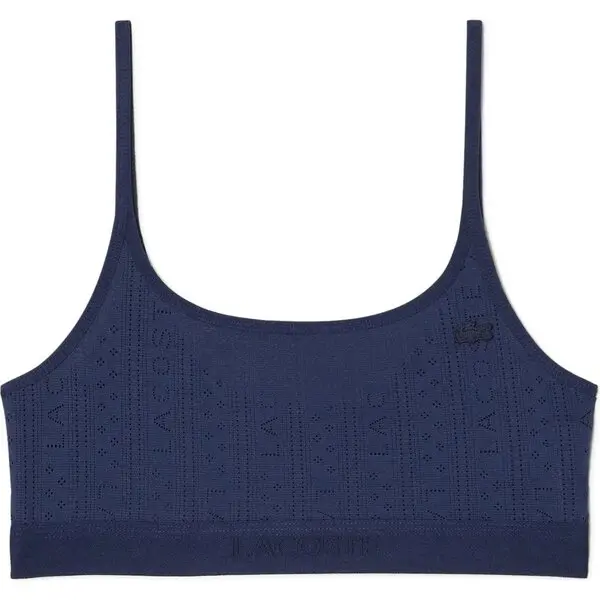 Lacoste Logo Pointelle Bralette - Navy Blue