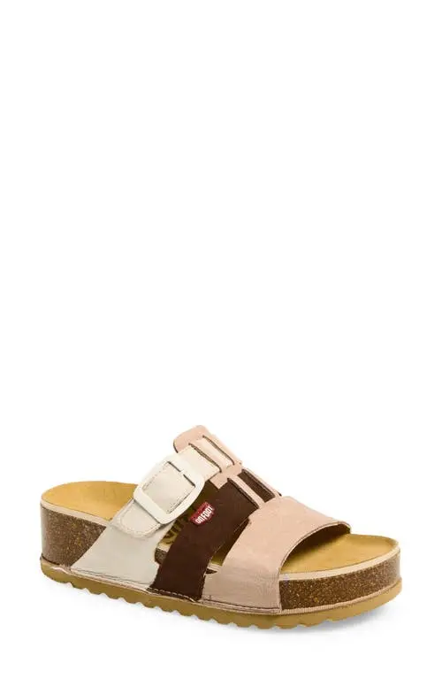 ON FOOT Naoshima Three-strap Slide Sandal - Khaki/bone