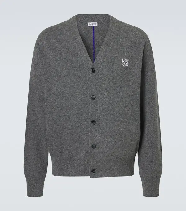 Loewe Anagram Wool Cardigan - Grey