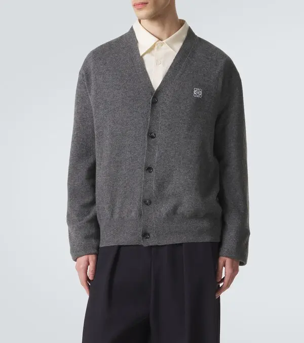 Loewe Anagram Wool Cardigan - Grey