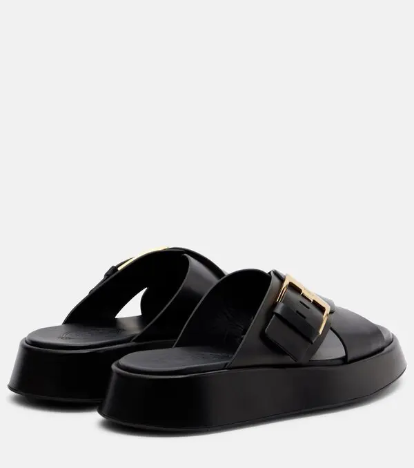 TOD'S Leather Slides - Black