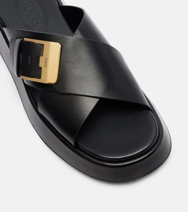 TOD'S Leather Slides - Black