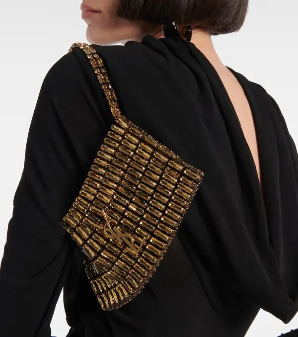 Saint Laurent Evening Mini Embroidered Shoulder Bag - Metallic