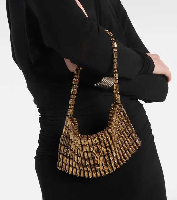 Saint Laurent Evening Mini Embroidered Shoulder Bag - Metallic