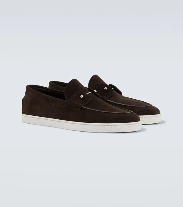 CHRISTIAN LOUBOUTIN Chambeliboat Suede Slip-on Loafers - Brown