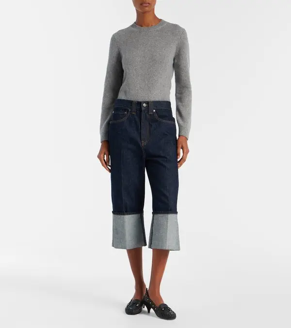 Khaite Boyle Cropped Wide-leg Jeans - Blue