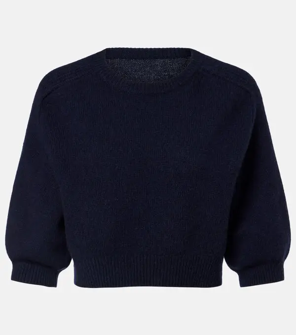 Khaite Lorelai Cropped Wool And Cashmere Sweater - Blue