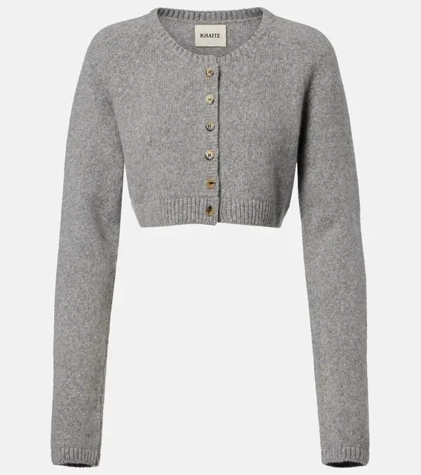 Khaite Steph Cropped Cashmere Cardigan - Grey