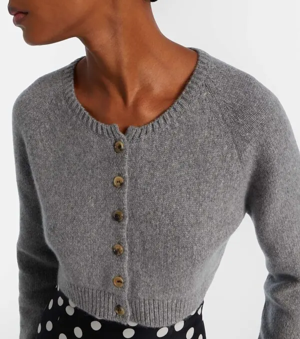 Khaite Steph Cropped Cashmere Cardigan - Grey