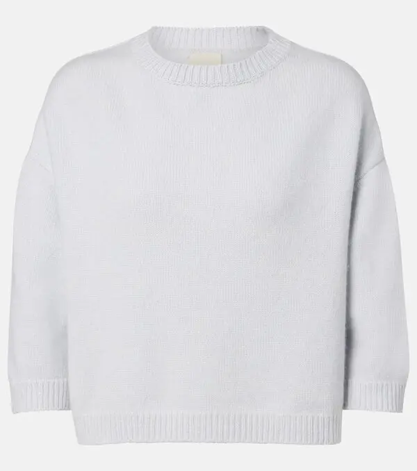 Khaite Sabina Cropped Cashmere Sweater - Blue