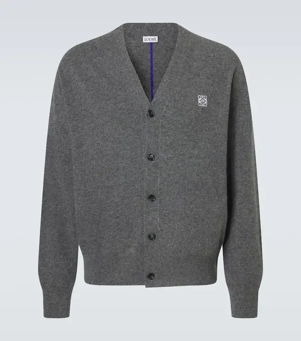Loewe Anagram Wool Cardigan - Grey