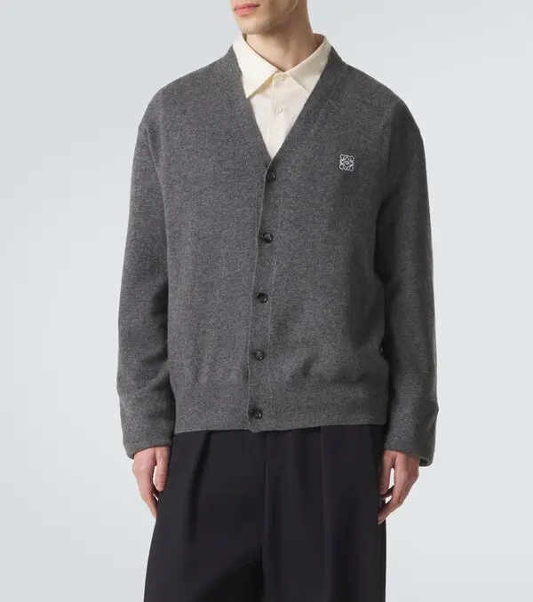 Loewe Anagram Wool Cardigan - Grey