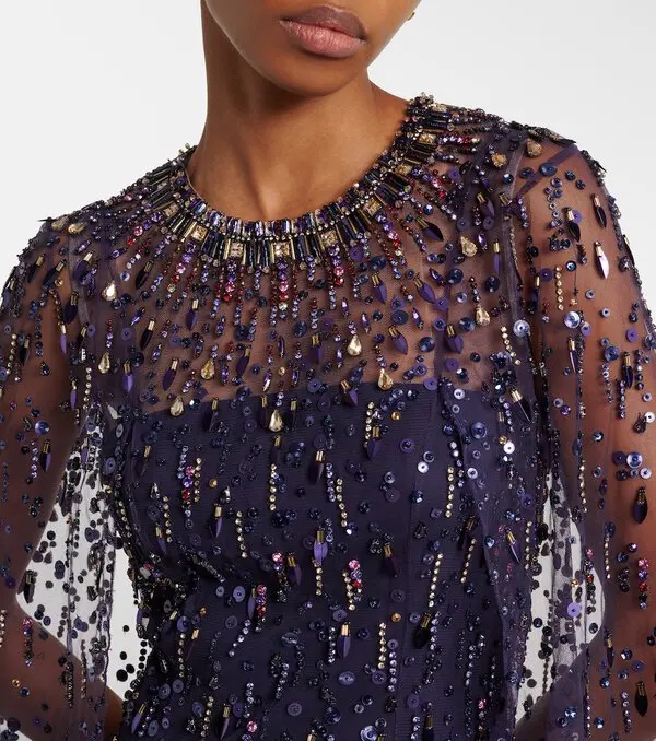 Jenny Packham Hestia Embellished Gown - Purple