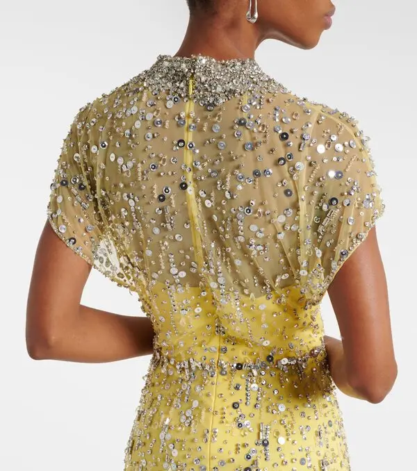Jenny Packham Crystal Beaded Gown - Yellow