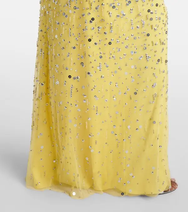 Jenny Packham Crystal Beaded Gown - Yellow