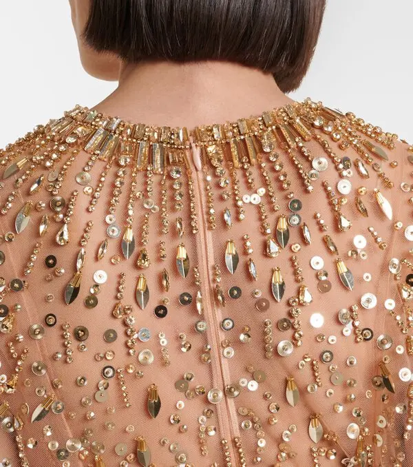 Jenny Packham Embellished Caped Gown - Pink